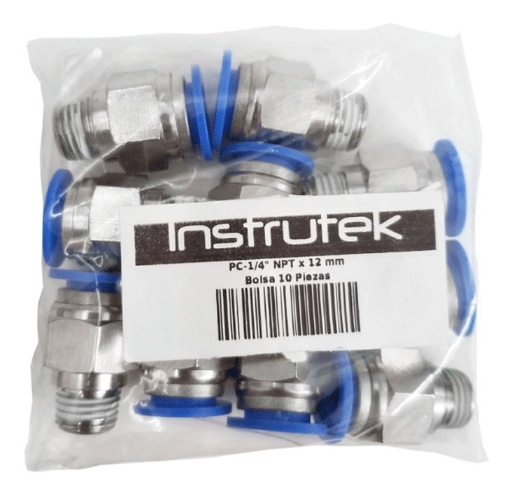 10 Pz De Conector/racor Rápido Neumático Recto 1/4npt X 12mm | Instrutek